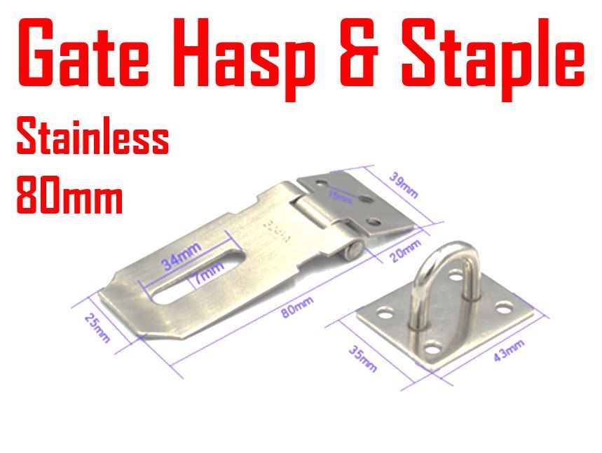 80mm Padlock Hasp Staple Door Clasp Gate Lock Door Latch Safety Stainl ...