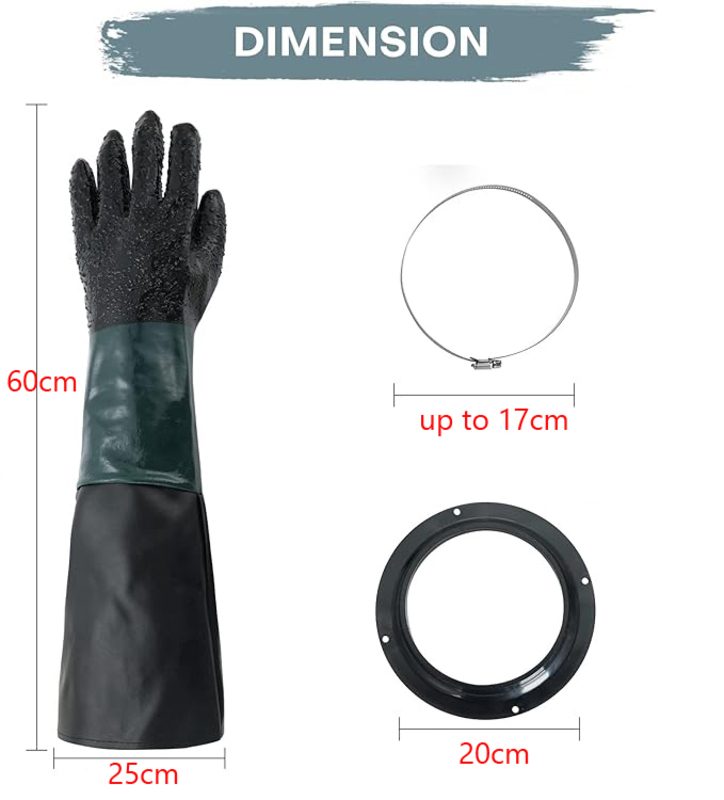 Sandblasting Glove Sand Blaster Gloves with With O Rings and Holder ...